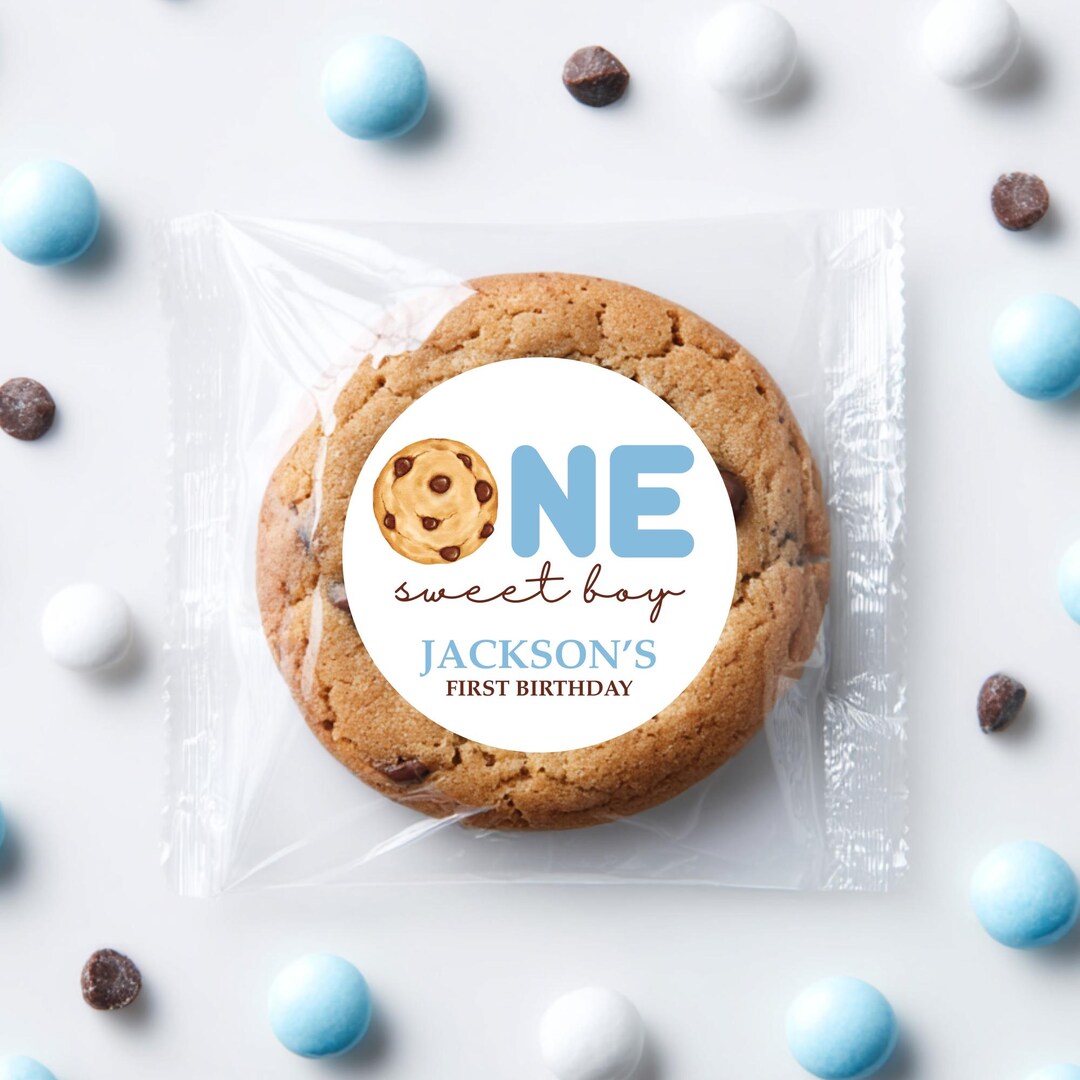 One Sweet Boy Birthday Stickers - Milk and Cookies - First Birthday ...