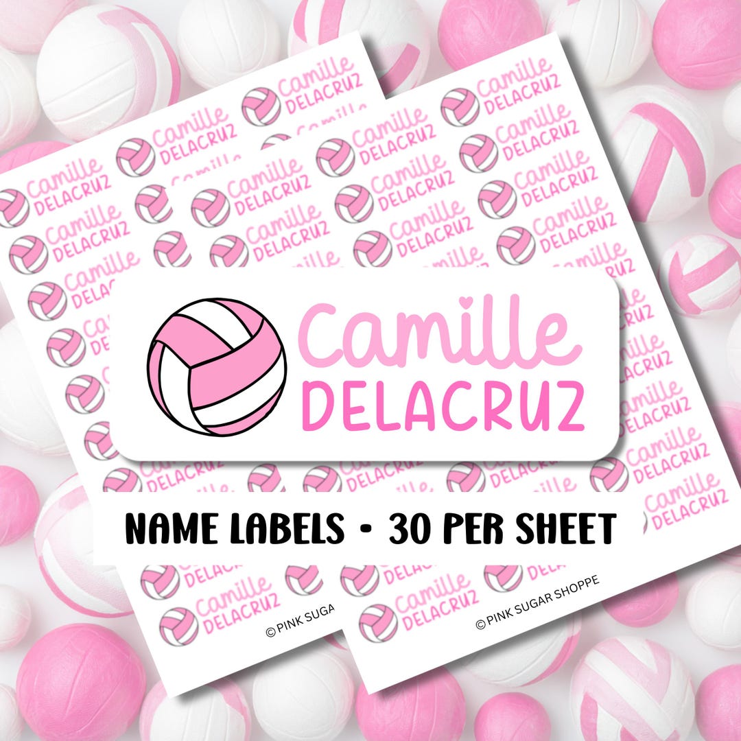 Volleyball Personalized Name Labels - Back to School - Kids Name ...