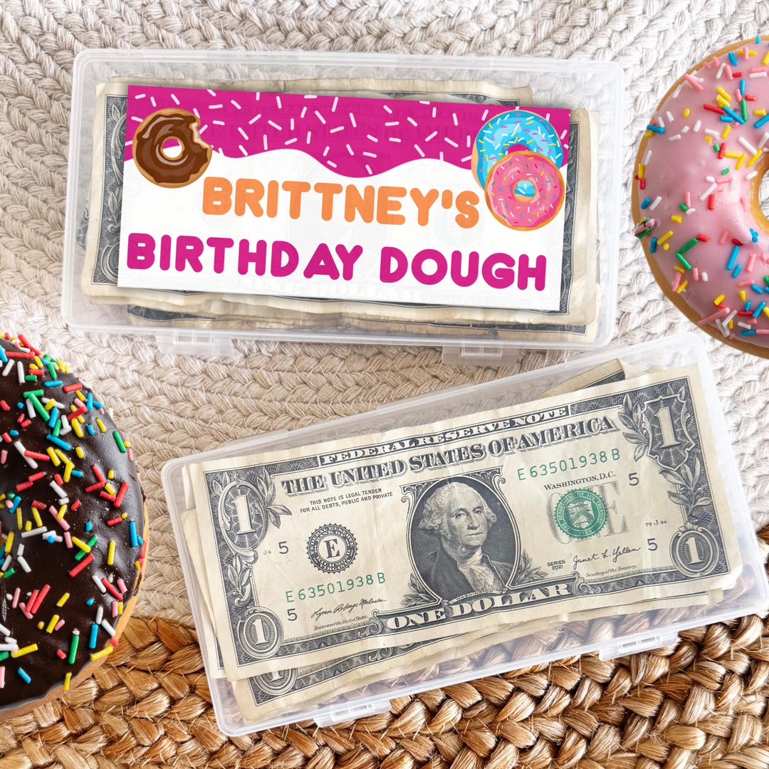 Birthday Dough Money Holder Box - Donut Theme Cash Gift - Money Card ...