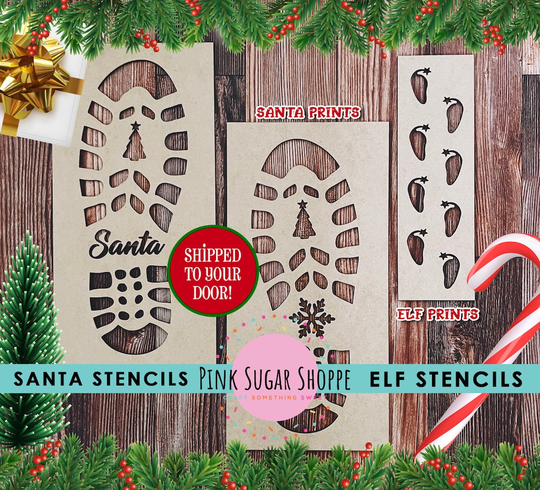 PSS SANTA Footprints Boot Print STENCIL Elf Prints elf Footprints ...
