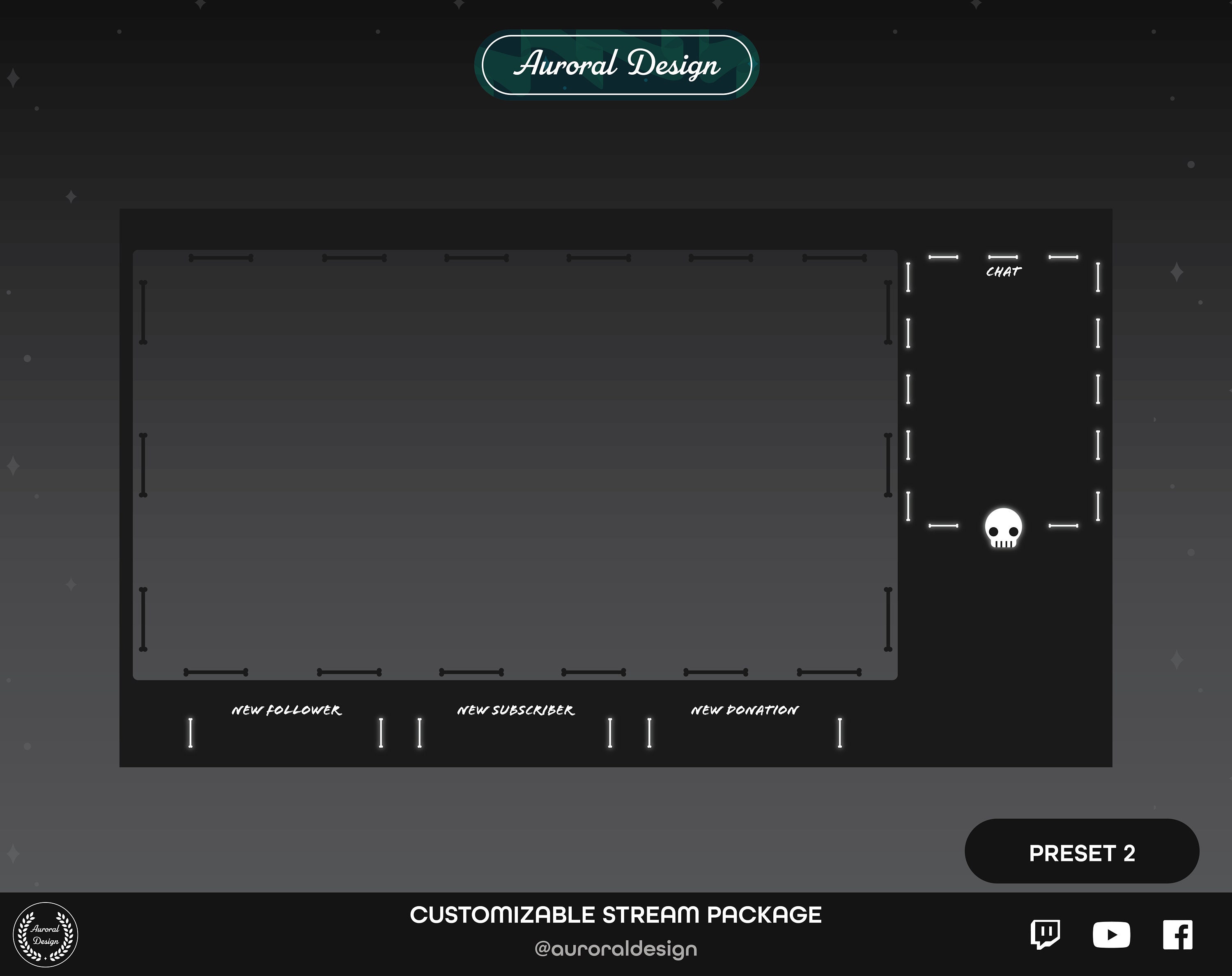 ANIMATED Skull & Bones Overlay Package - Skull/skeleton/bones/halloween ...