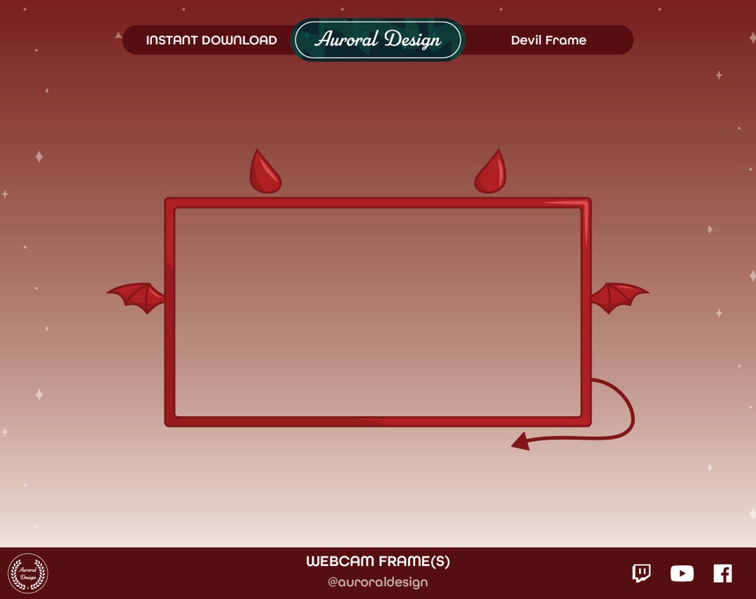 4x Red Devil Webcam Frames - Webcam Overlay/horns/tail/bat Wings/witch ...
