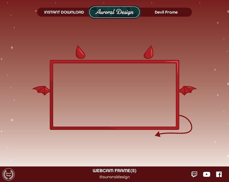 4x Red Devil Webcam Frames - Webcam Overlay/horns/tail/bat Wings/witch ...