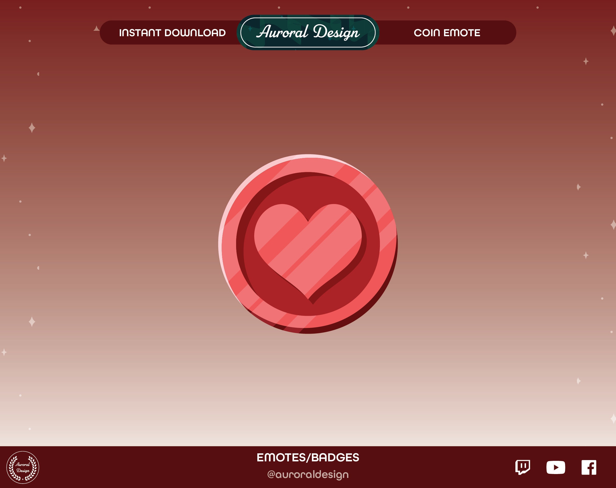 Red Heart Coin Channel Points Emote - Points Icon/twitch Emote/stream ...