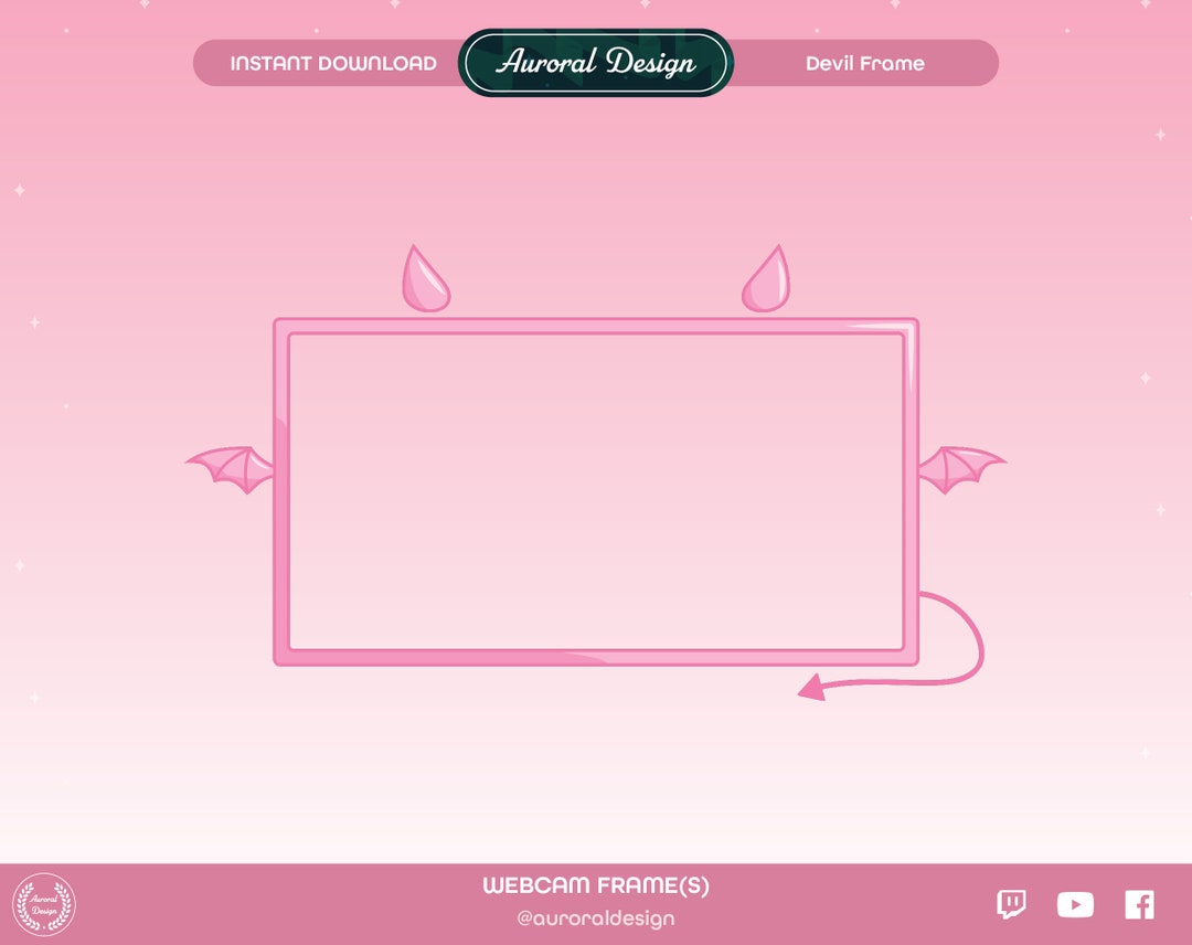 4x Pink Devil Webcam Frame - Webcam Overlay/horns/tail/bat Wings/bat ...