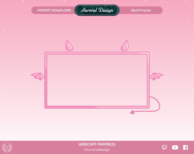4x Pink Devil Webcam Frame - Webcam Overlay/horns/tail/bat Wings/bat ...