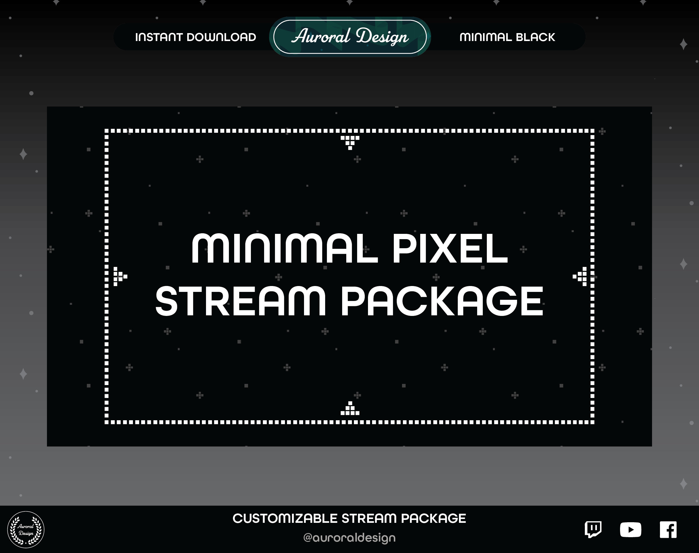 Minimalist Black Pixel Overlay - Black/grey/simple/minimal/vtuber/twitch/overlay/plugnplay/just ...