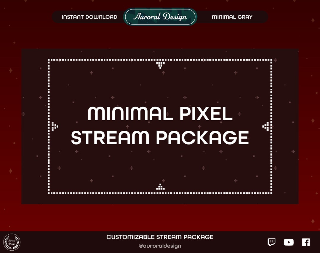 Minimalist Red Pixel Overlay - Black/grey/simple/minimal/vtuber/twitch ...