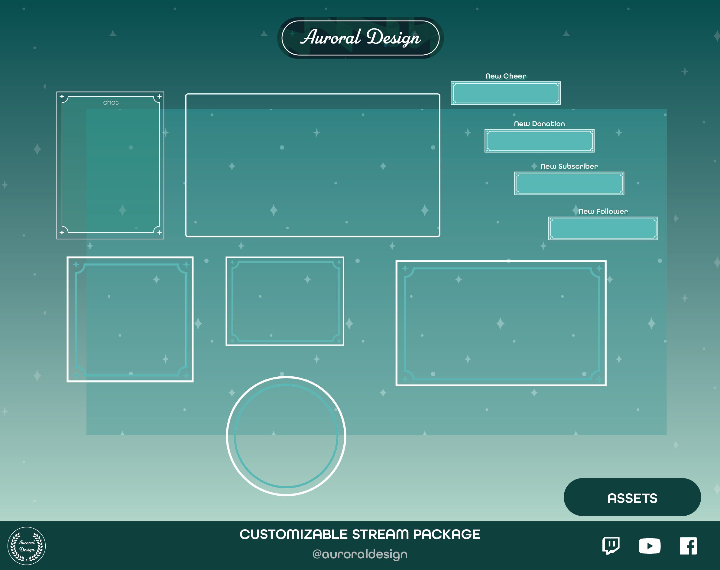 Teal Sunrise Overlay Package Sunrise/morning/starry Night/vtuber/space/teal/green/twitch/overlay ...