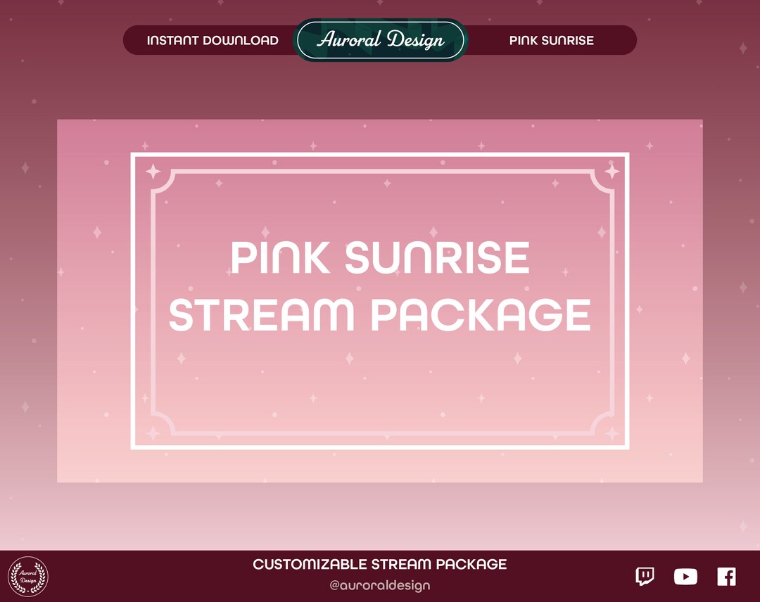Pink Sunrise Overlay Package - Sunrise/morning/moon/starry Night/vtuber ...