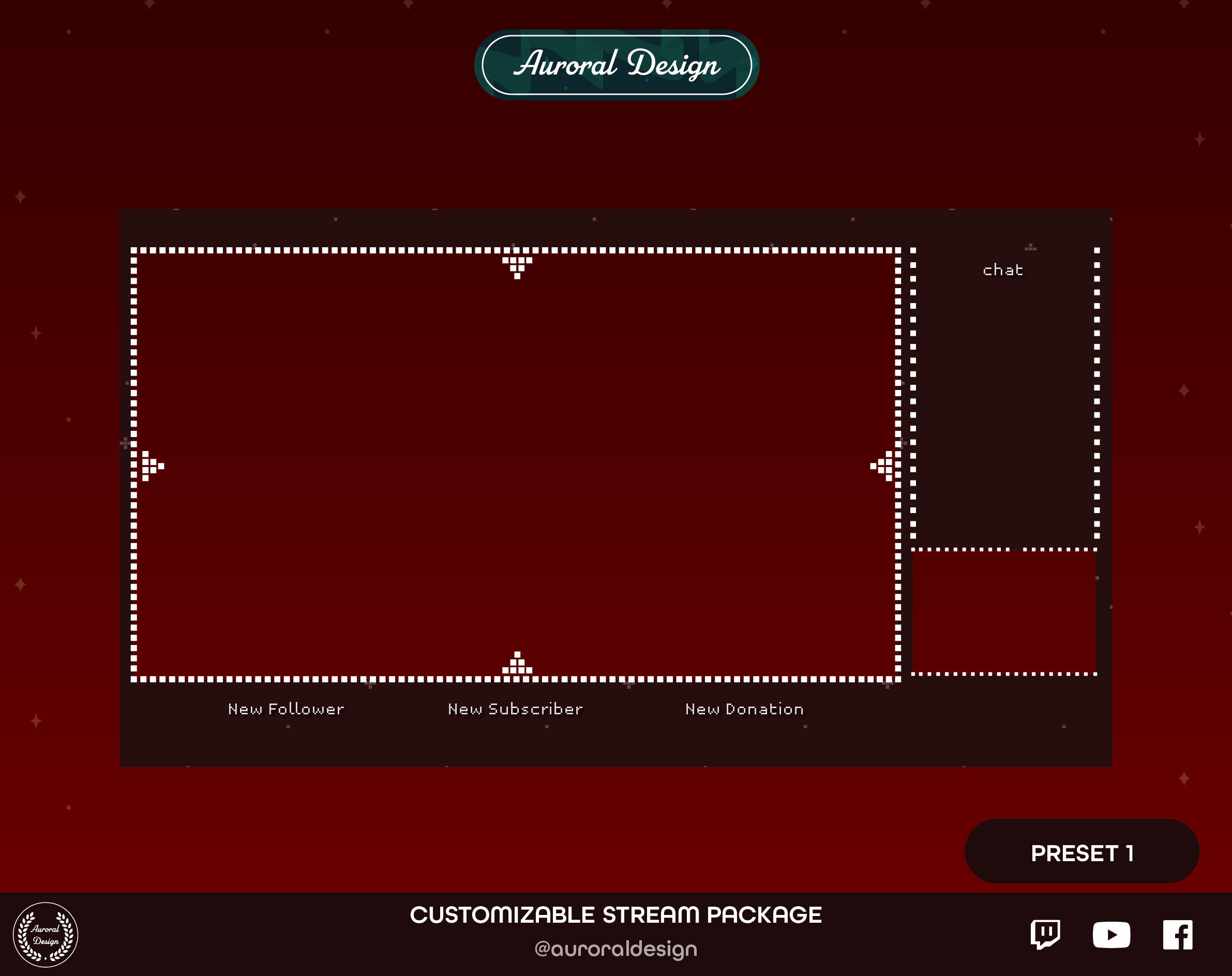 Minimalist Red Pixel Overlay - Black/grey/simple/minimal/vtuber/twitch ...