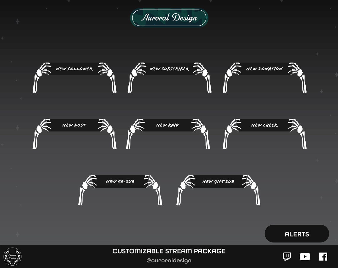 ANIMATED Skull & Bones Overlay Package - Skull/skeleton/bones/halloween ...