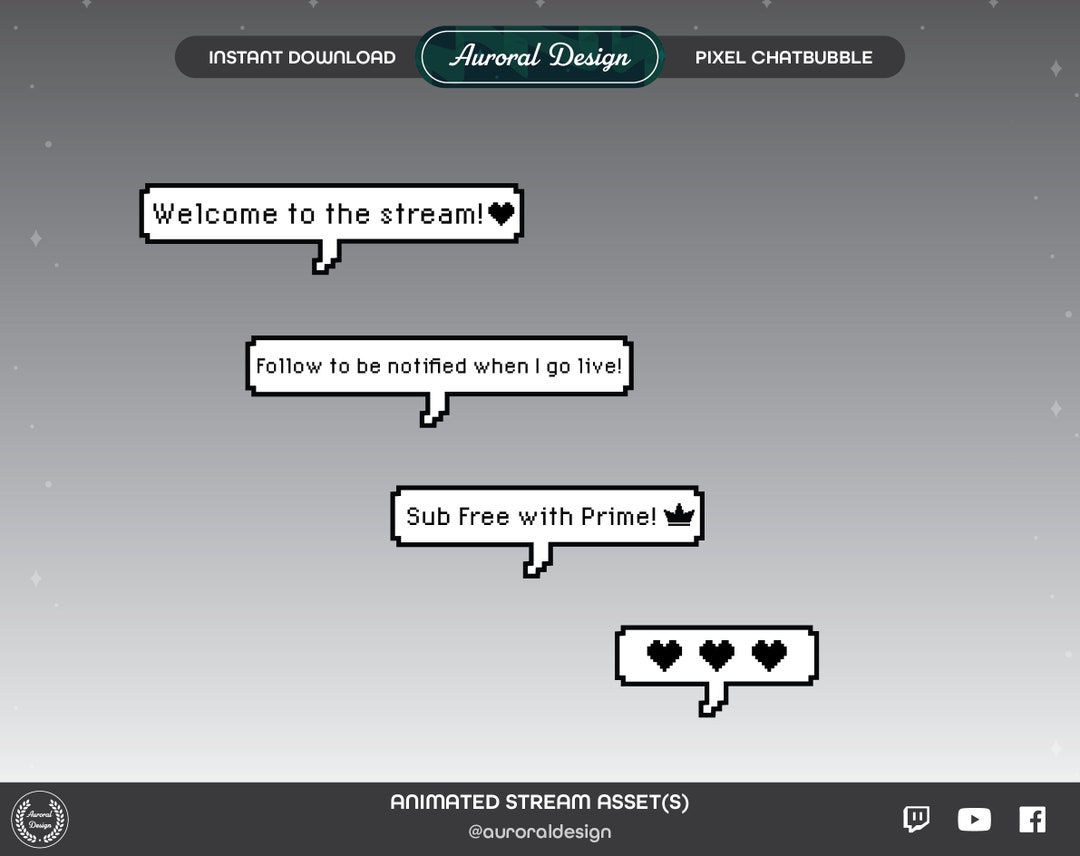 Activo de Pixel Chatbubble ANIMADO - Pixel Art/Twitch/Gamer/Subscribe ...