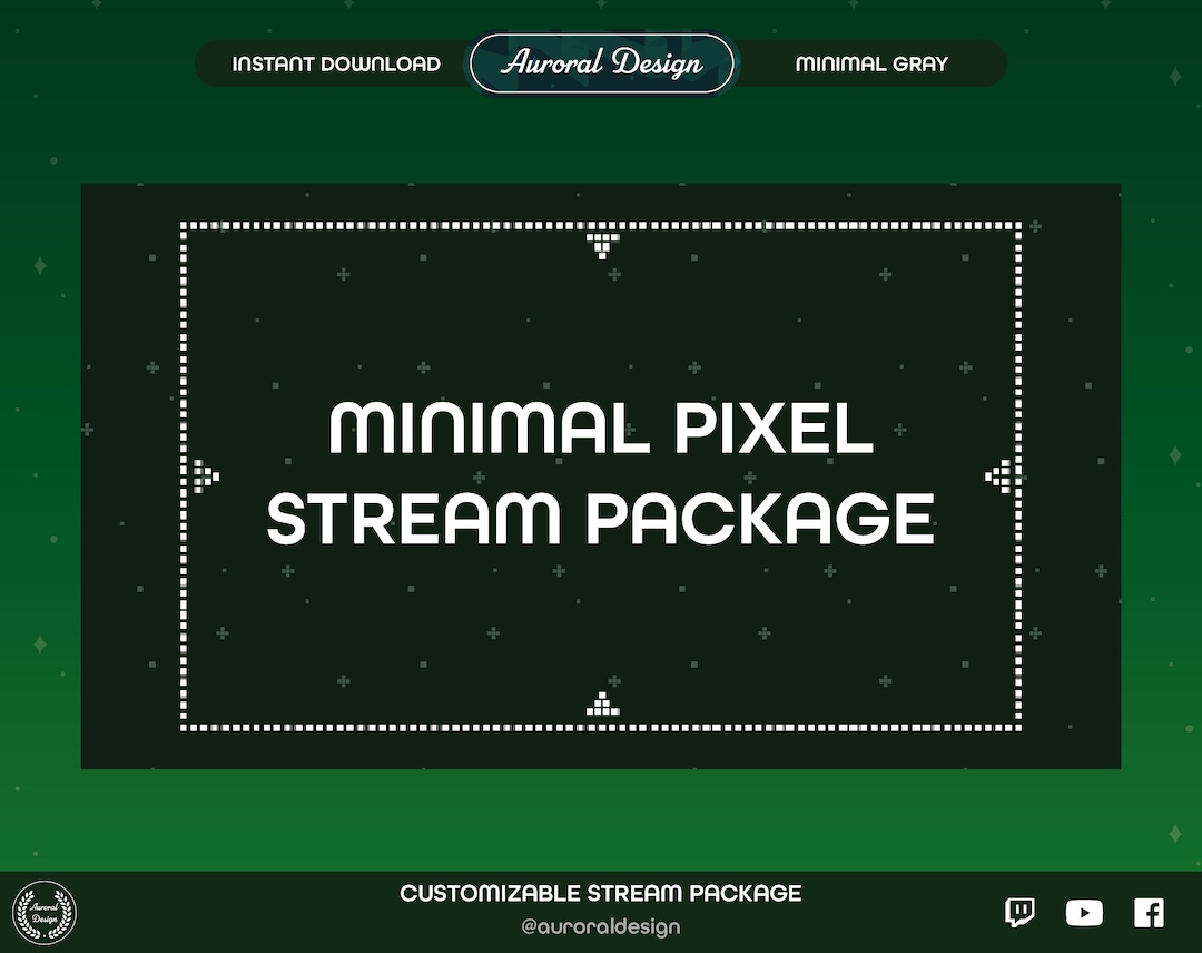Minimalist Green Pixel Overlay - Gray/white/simple/minimal/vtuber ...