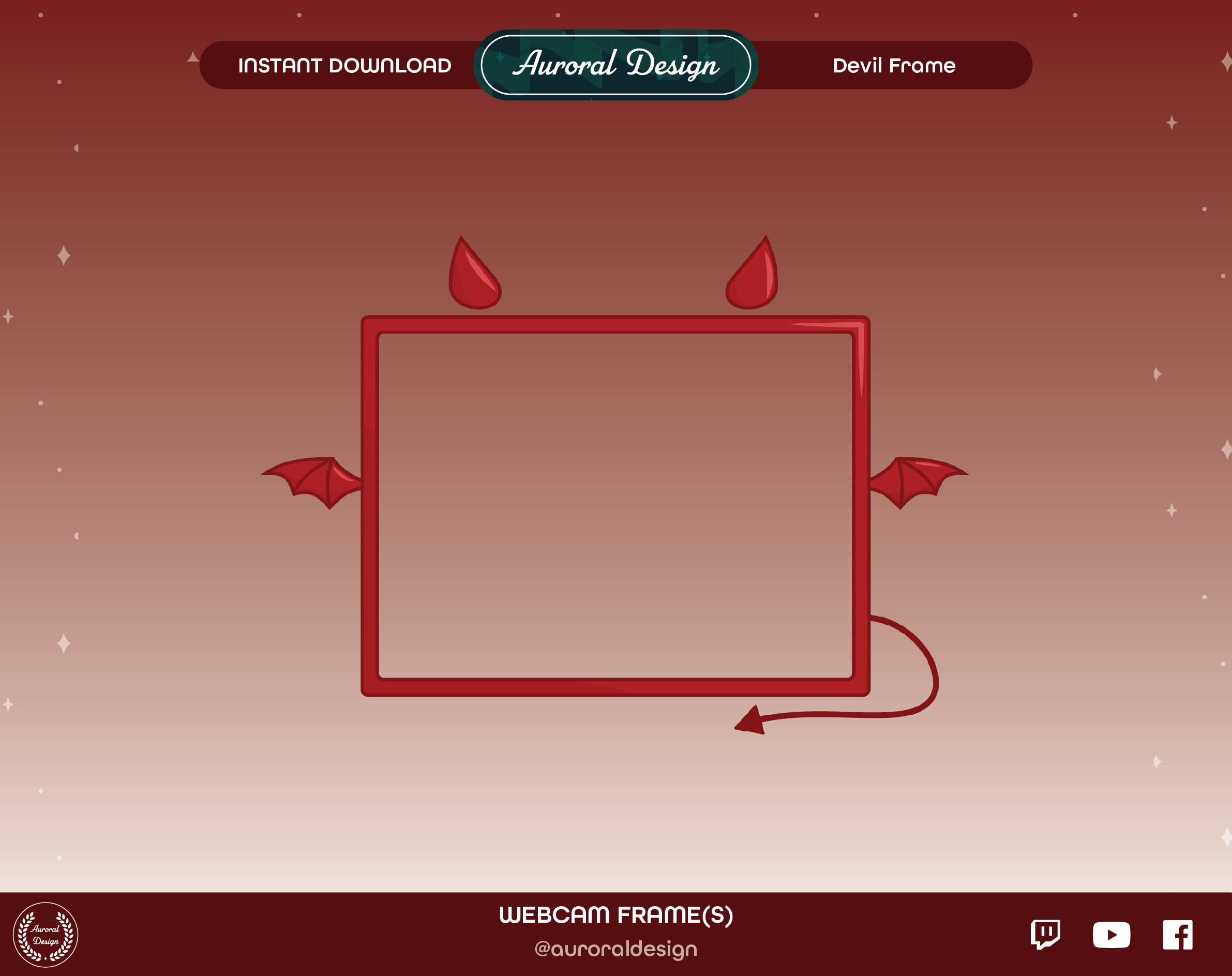 4x Red Devil Webcam Frames - Webcam Overlay/horns/tail/bat Wings/witch ...