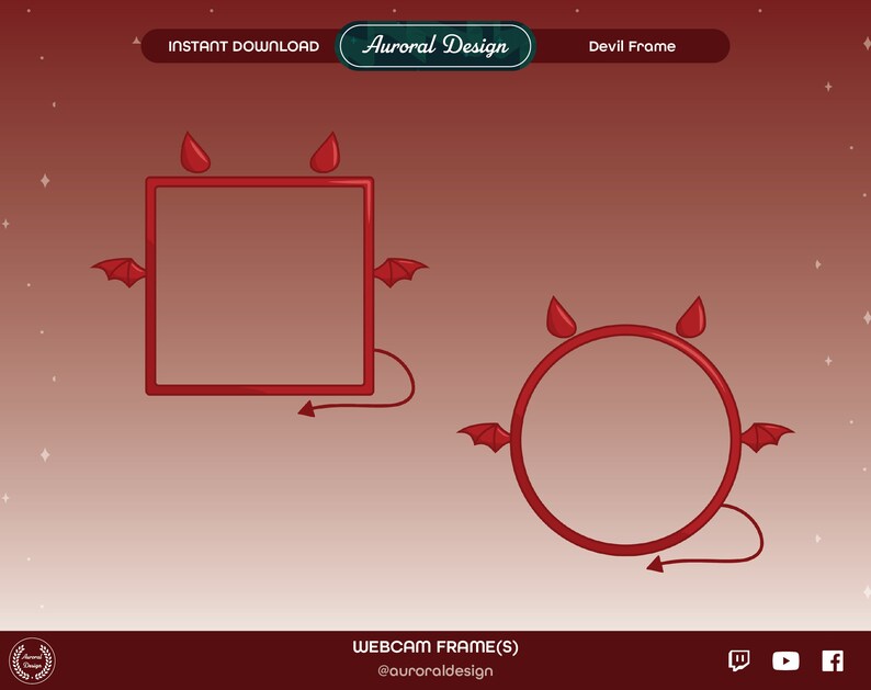 4x Red Devil Webcam Frames - Webcam Overlay/horns/tail/bat Wings/witch ...