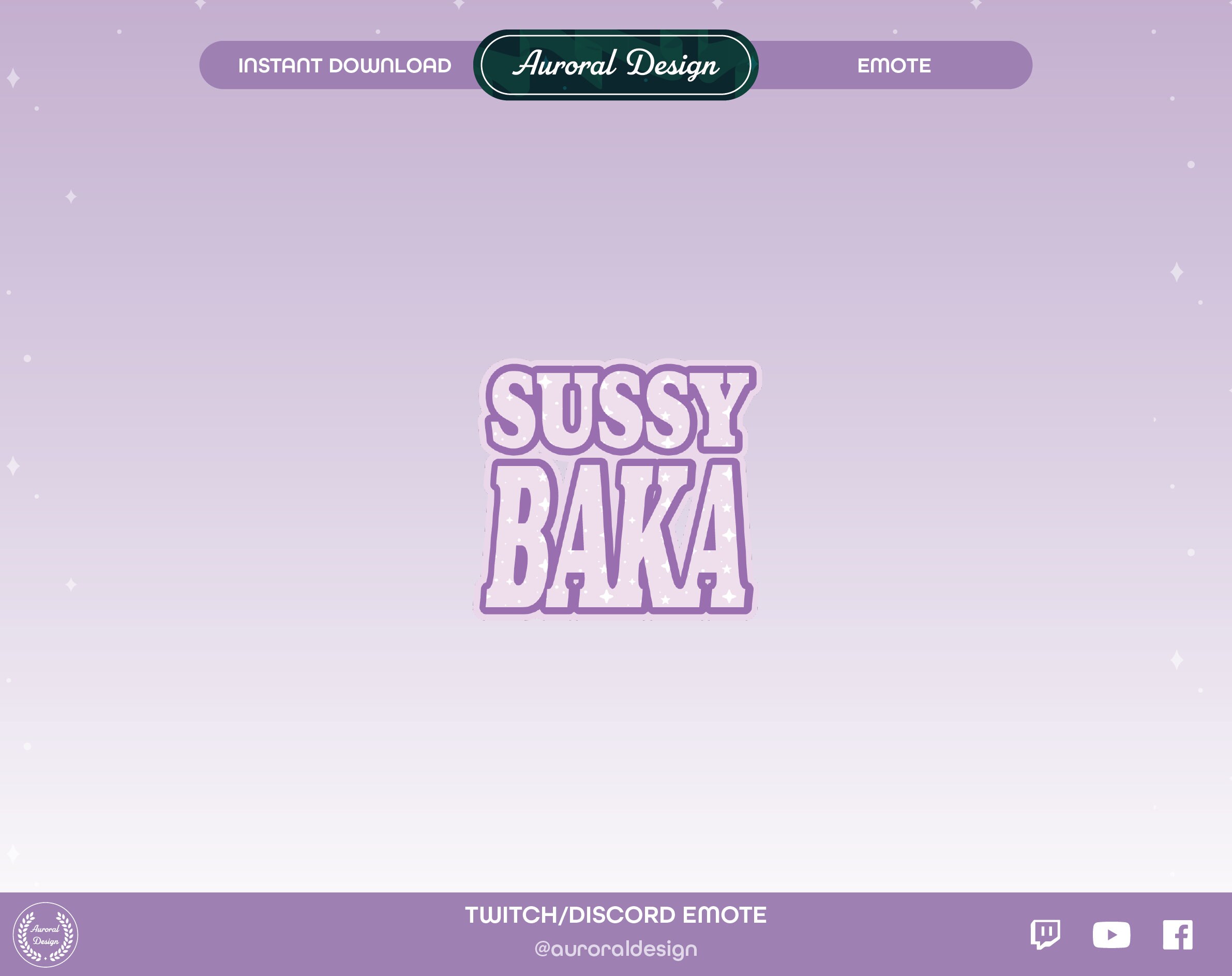 Purple Sussy Baka Twitch Emote - Blue/pink/lilac/discordemote/phrase ...