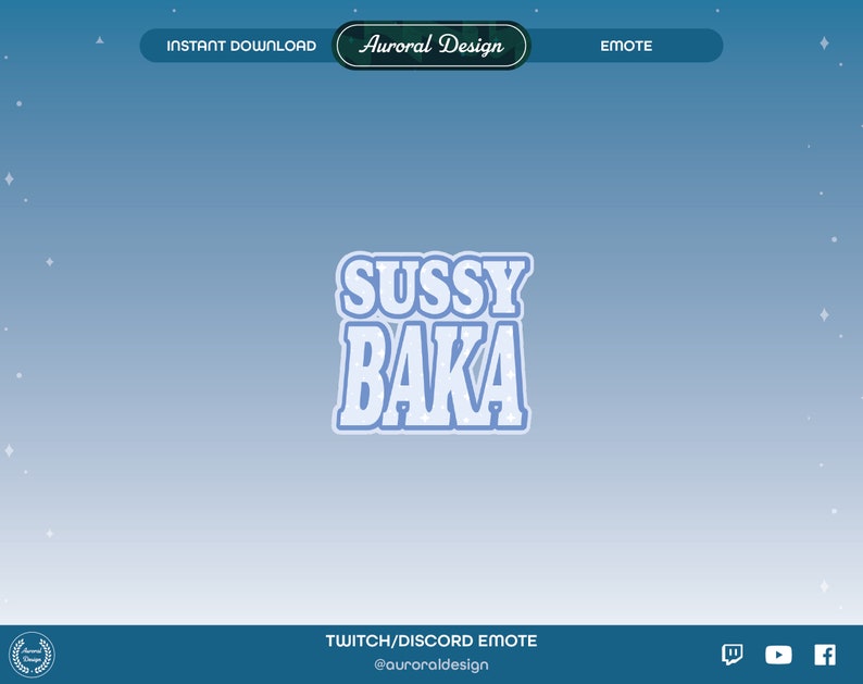 Blue Sussy Baka Twitch Emote Blue/pink/lilac/discordemote/phrase/text ...