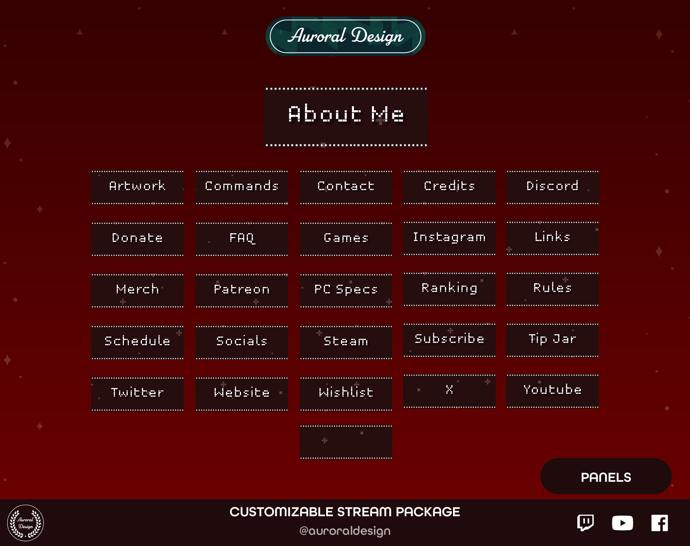 Minimalist Red Pixel Overlay - Black/grey/simple/minimal/vtuber/twitch ...