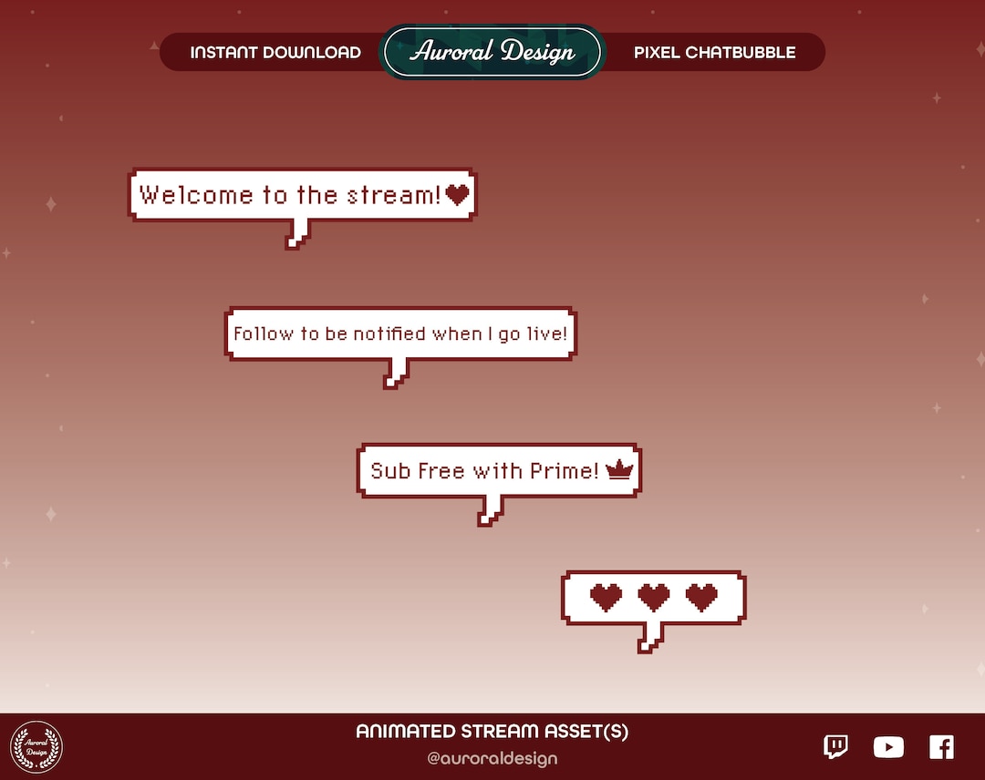 ANIMATED Pixel Chatbubble in Red - Pixel Art/twitch/gamer/subscribe ...
