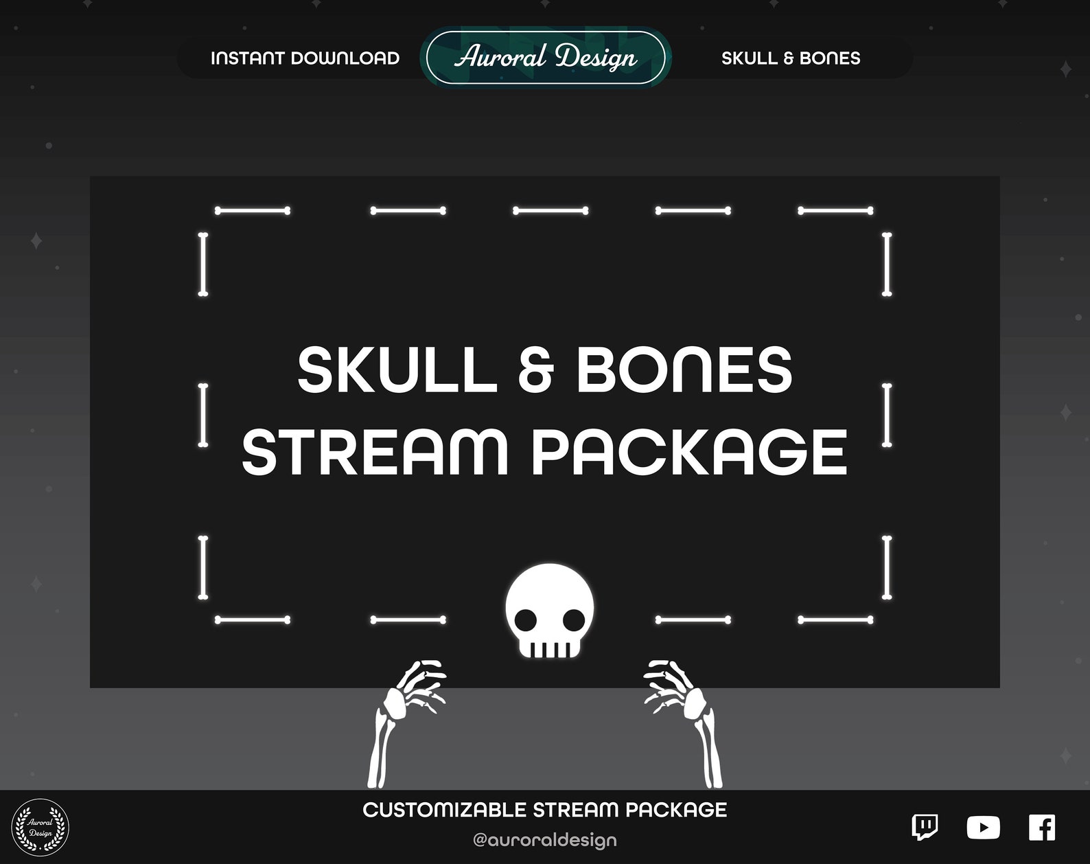 ANIMATED Skull & Bones Overlay Package - Skull/skeleton/bones/halloween ...