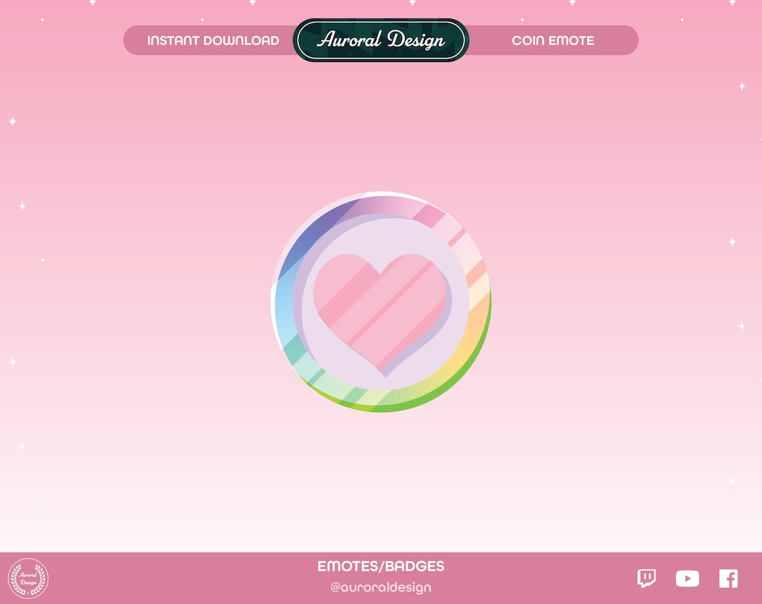 Rainbow Heart Coin Channel Points Emote - Points Icon/twitch Emote ...