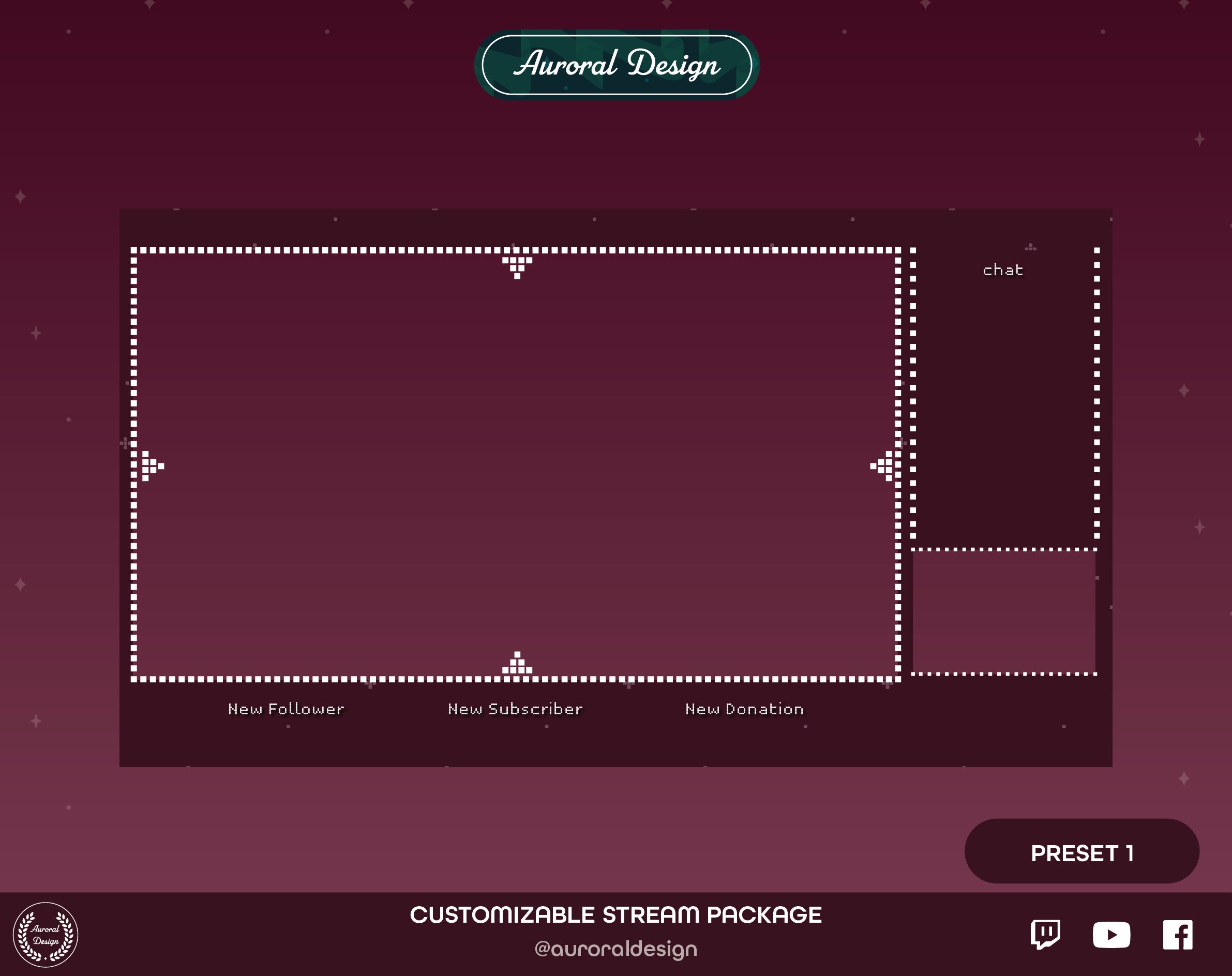 Minimalist Pink Pixel Overlay - Black/grey/simple/minimal/vtuber/twitch ...