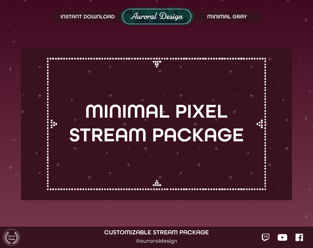 Minimalist Pink Pixel Overlay - Black/grey/simple/minimal/vtuber/twitch ...