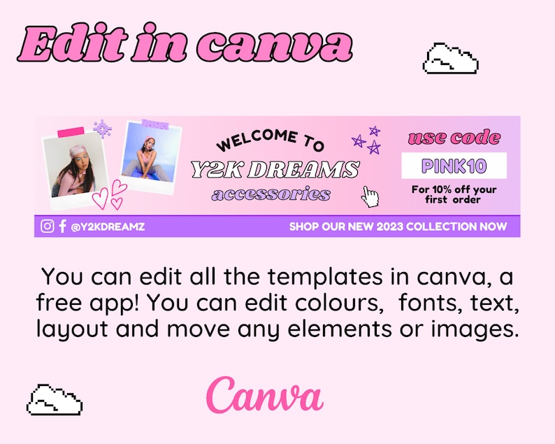 Y2K Etsy Shop Kit, Etsy Shop Banner Kit, Branding Kit, Retro Banner ...