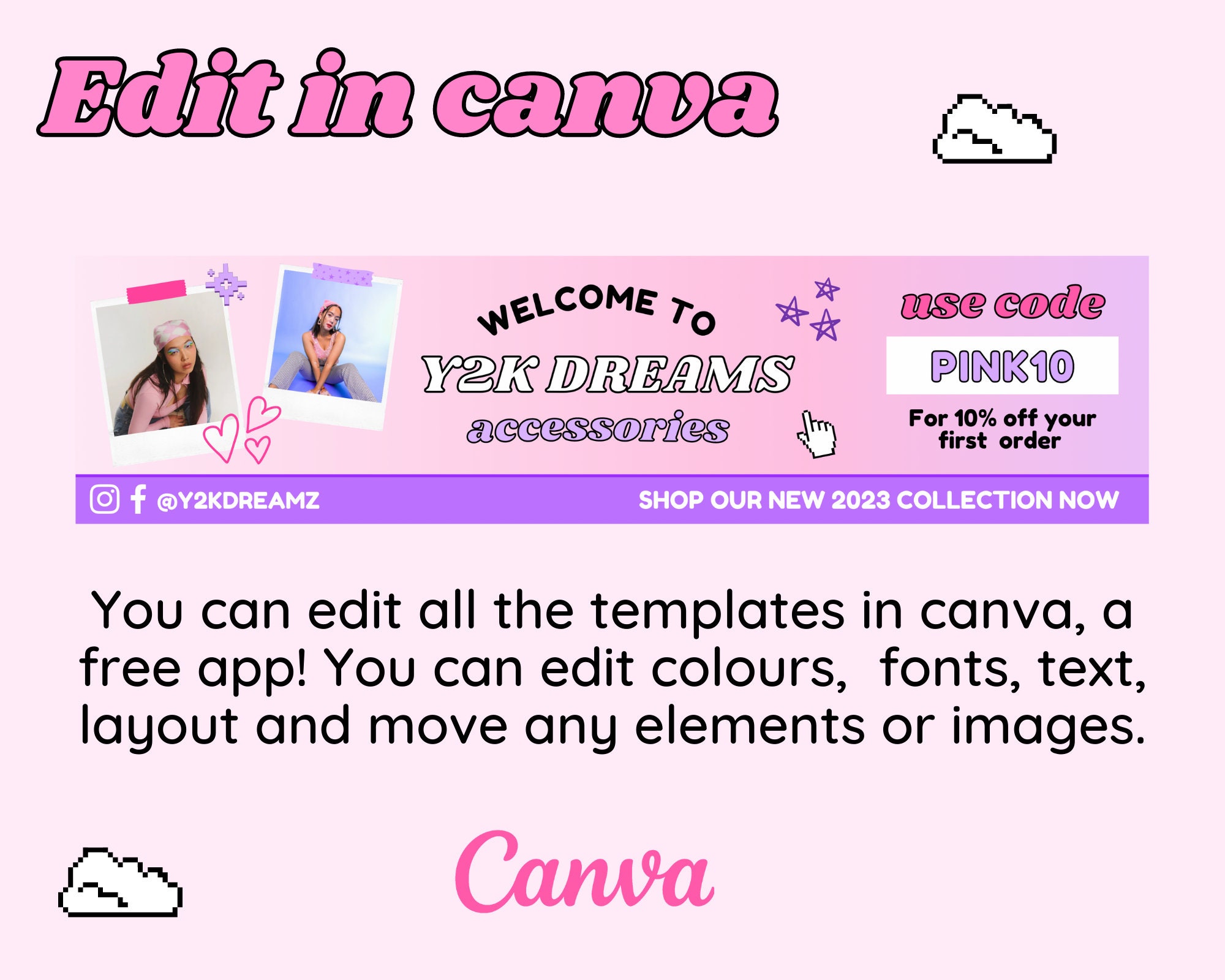 Y2K Etsy Shop Kit, Etsy Shop Banner Kit, Branding Kit, Retro Banner ...