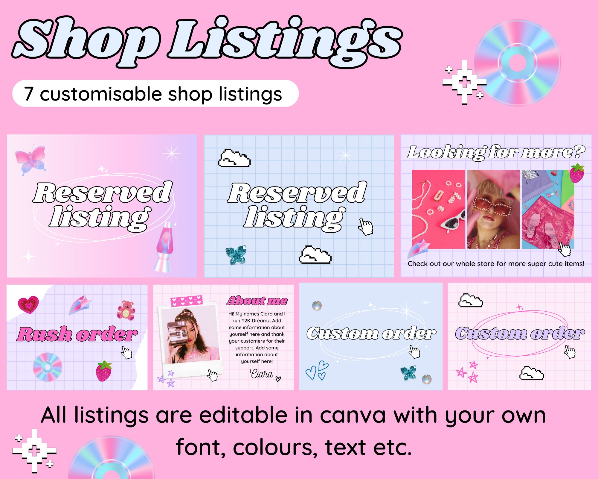 Y2K Etsy Shop Kit, Etsy Shop Banner Kit, Branding Kit, Retro Banner ...