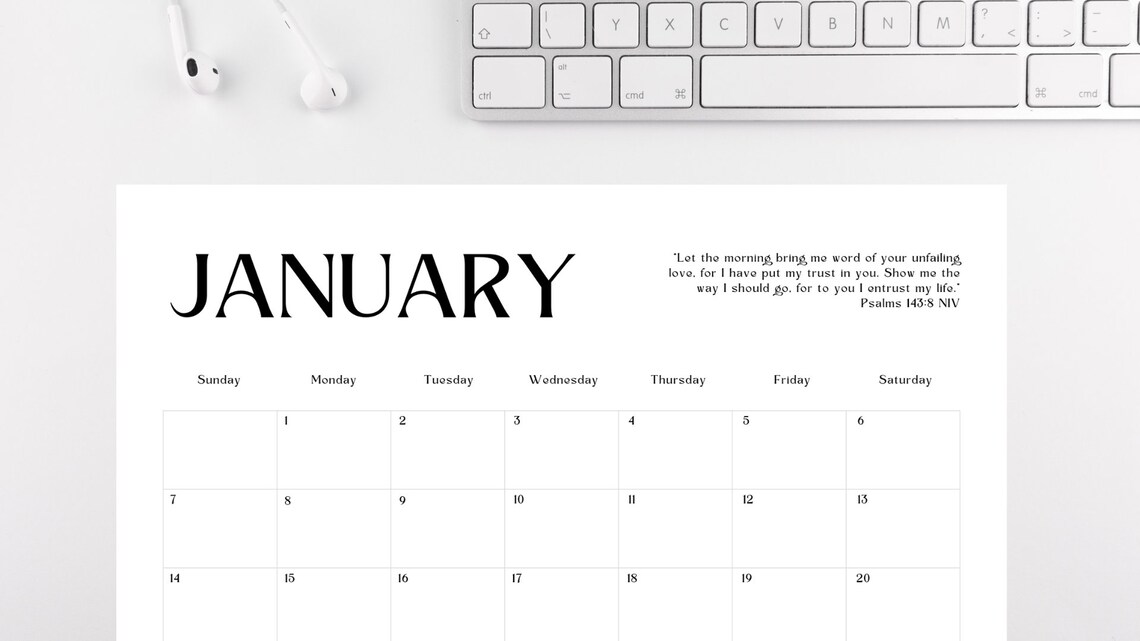 Printable 2024 Calendar Scripture Bible Verse Monthly Planner 2024 ...