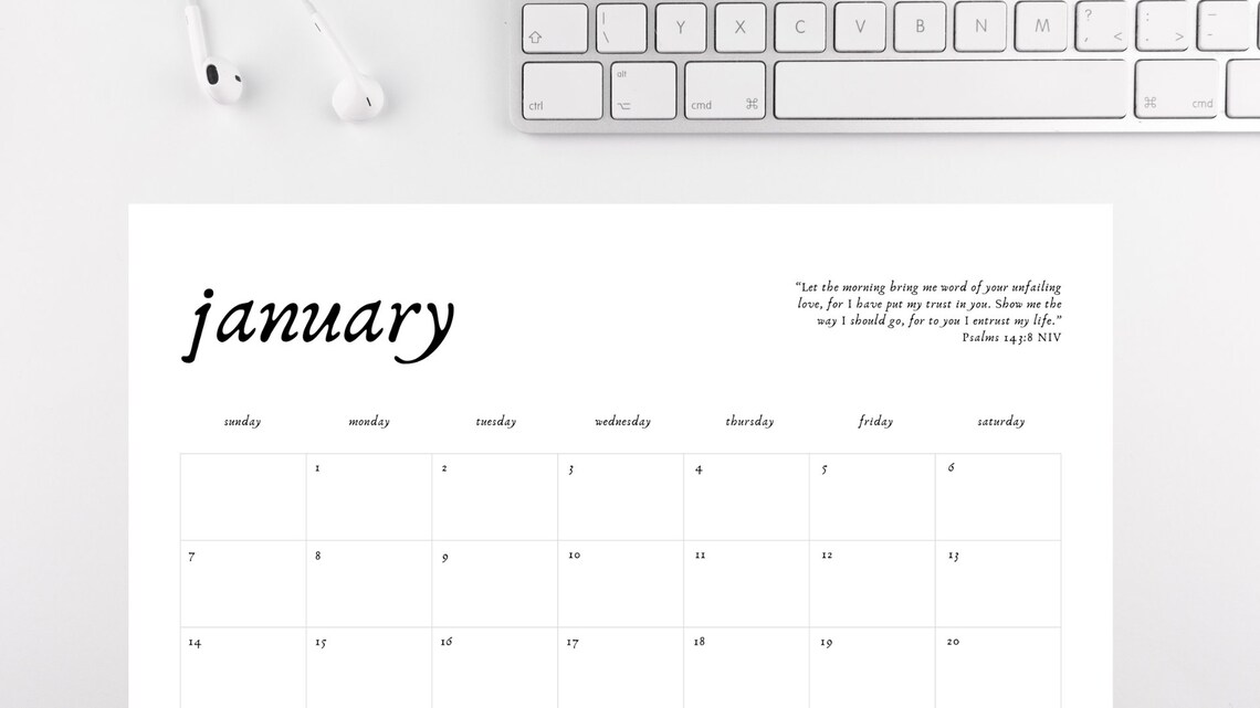 Printable 2024 Calendar Scripture Bible Verse Monthly Planner 2024 ...