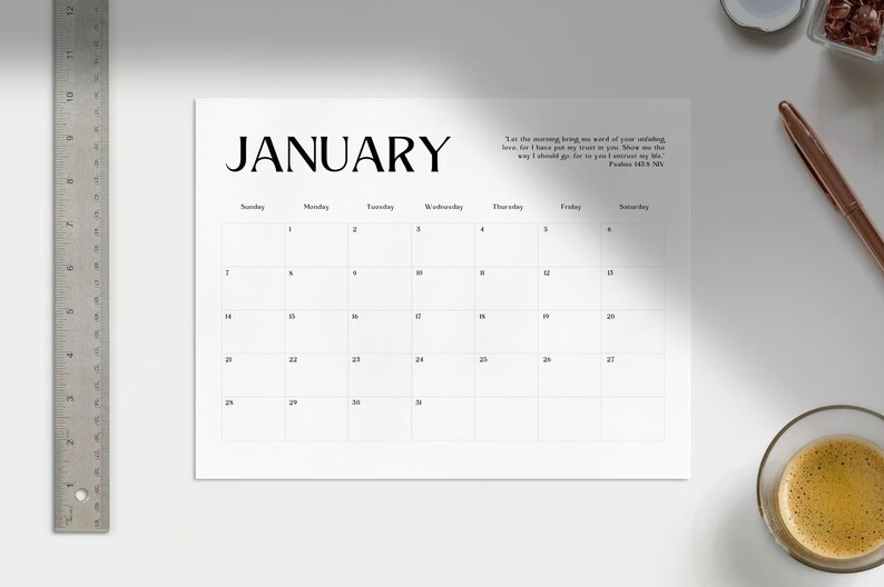 Printable 2024 Calendar Scripture Bible Verse Monthly Planner 2024 ...
