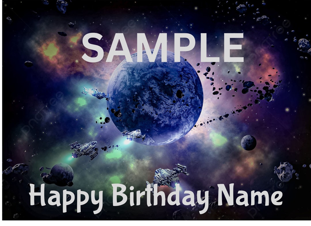 Outer Space Galaxy Planets Edible Image Cupcake & Cake Toppers Free ...