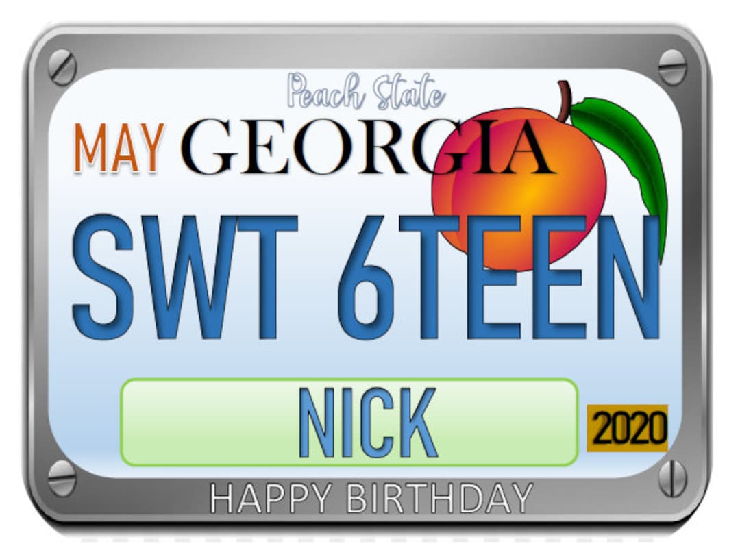 Sweet Sixteen License Plates Georgia State Birthday Edible Cake Toppers ...