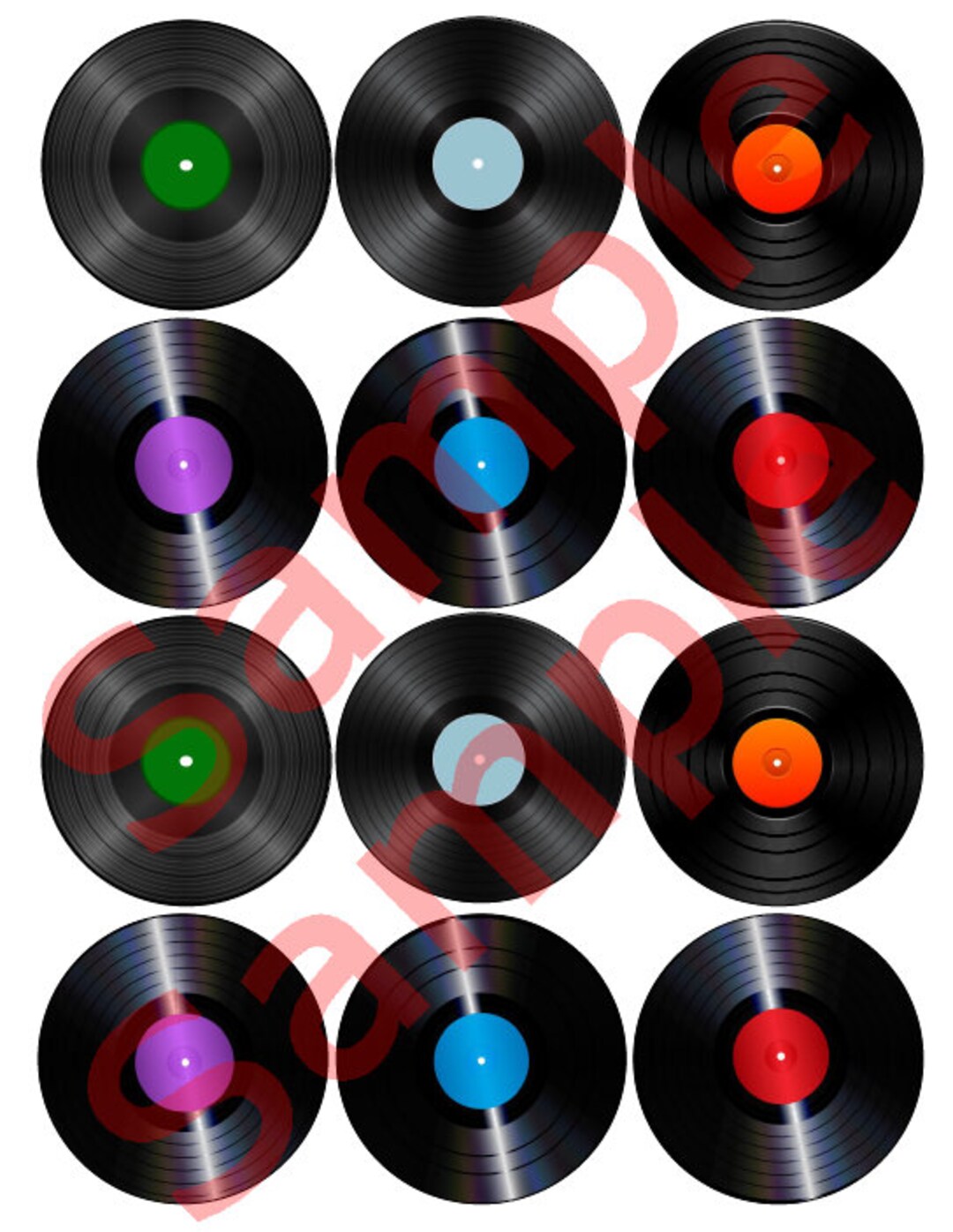 Edible Vinyl Record Cupcake, Cookie, Oreo Toppers, Music Party Cake ...