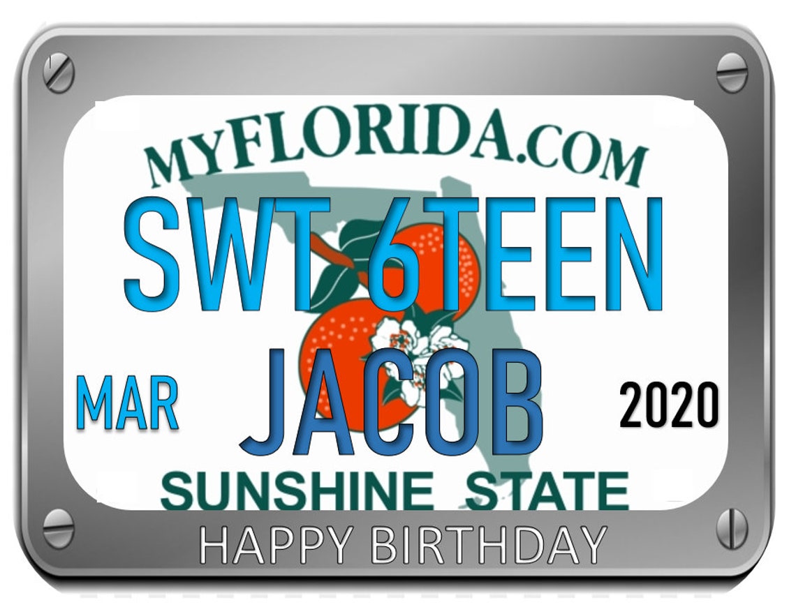 Sweet Sixteen License Plates Birthday Edible Cake Toppers Custom Topper ...