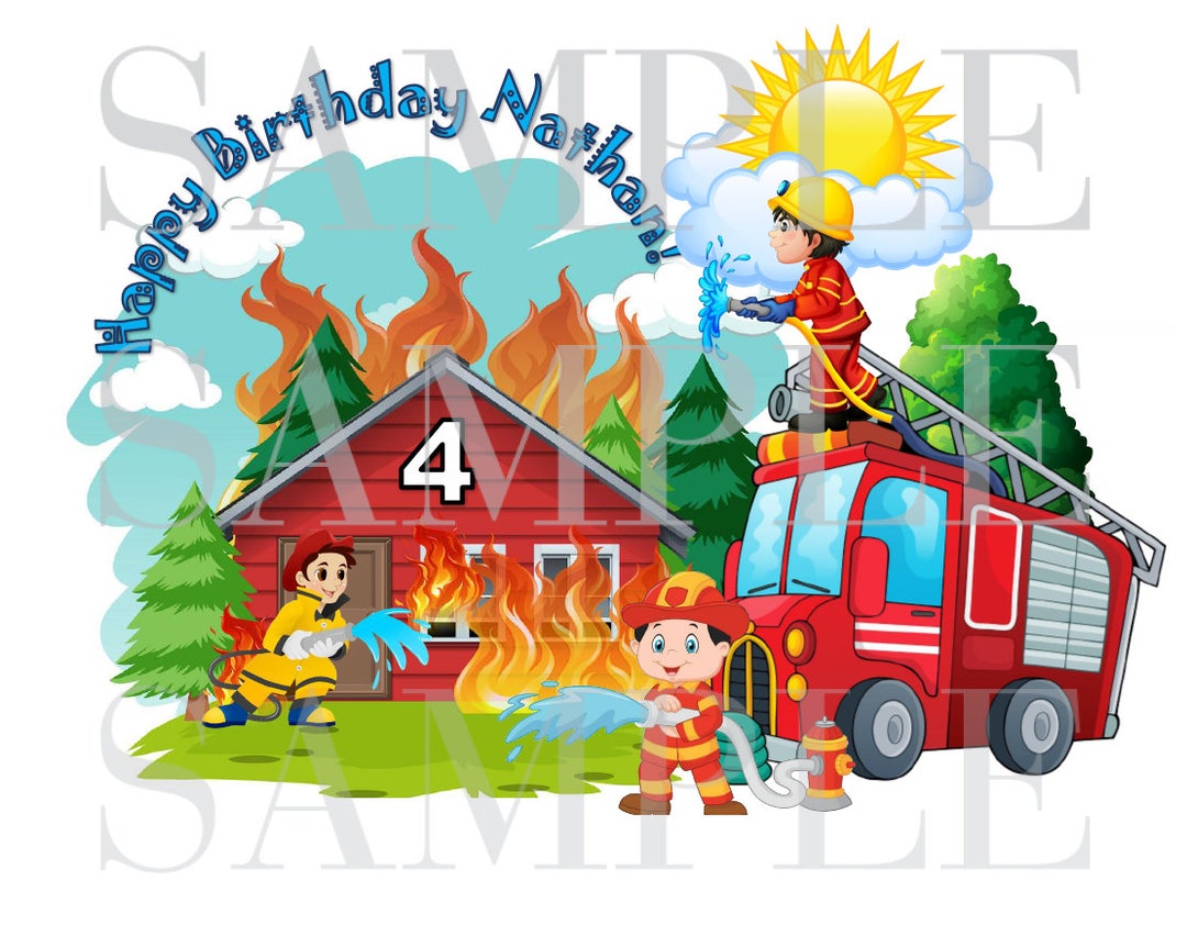 Fire Truck, Firefighter Edible Image Cake Topper Fireman Fire Edible ...