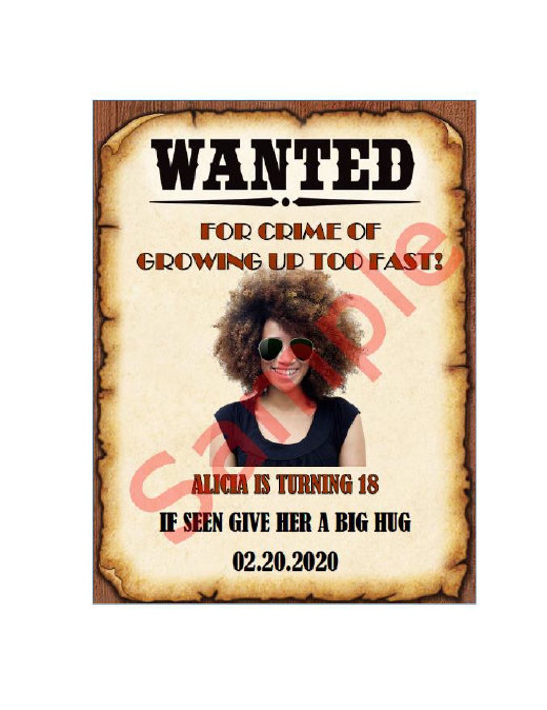 WANTED Poster Birthday Edible Cake Topper. Cowboy Sheriff Party Custom ...