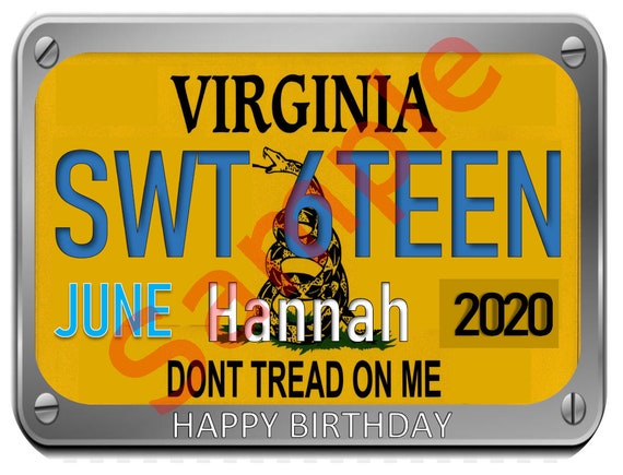 Sweet Sixteen License Plates Birthday Edible Cake Toppers | Etsy