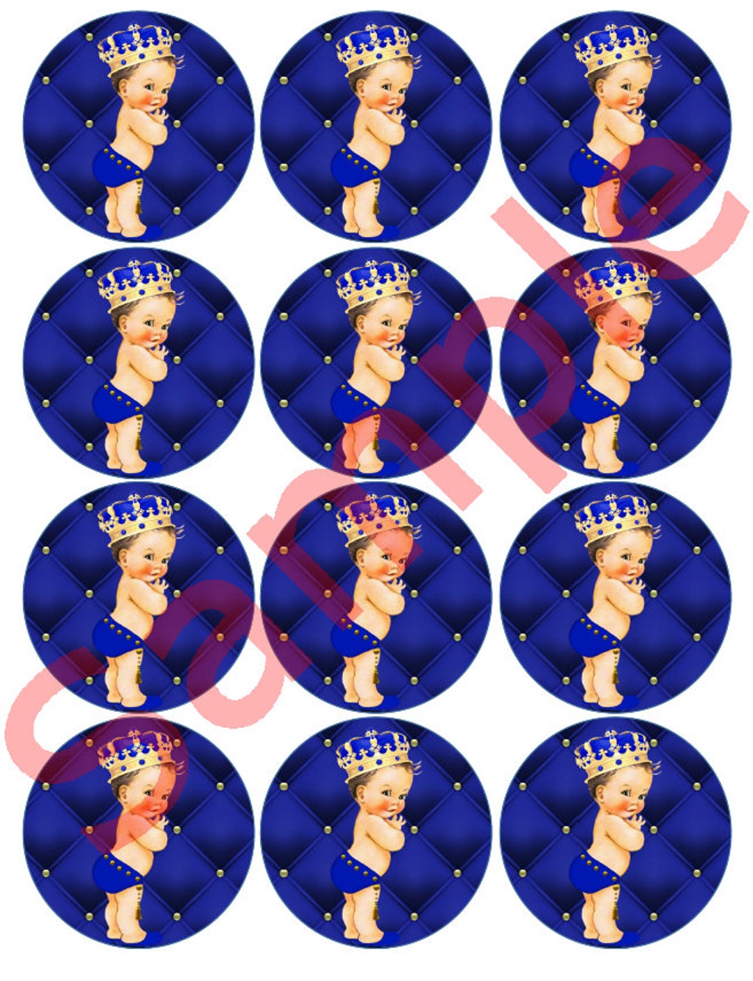 Royal Blue and Gold Little Prince Baby EDIBLE Cake Topper Image ICING ...