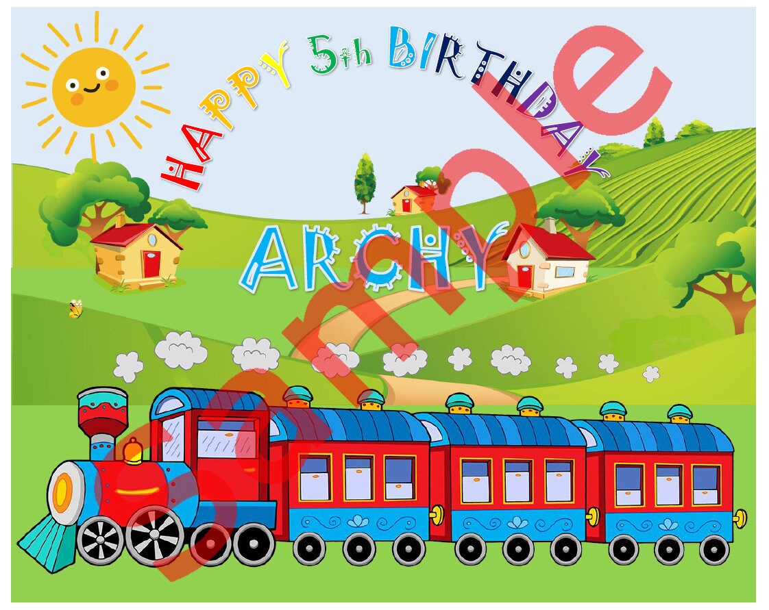 Kids Train Theme Cake Personalized Cake Topper 1/4 Icing Sheet | Etsy
