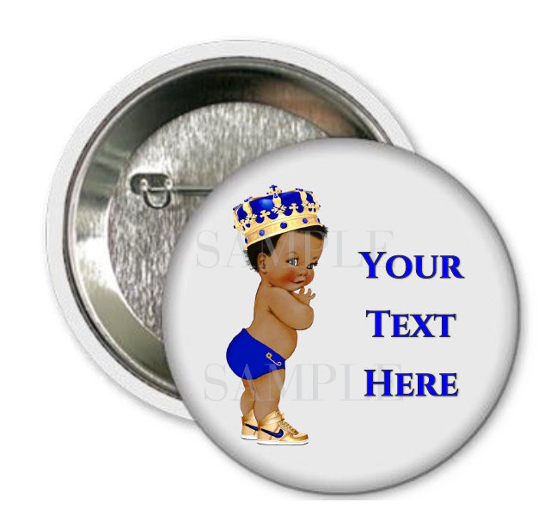Royal Blue and Gold Little Prince Boy Pinback Buttons, 2.25 Party Pins ...