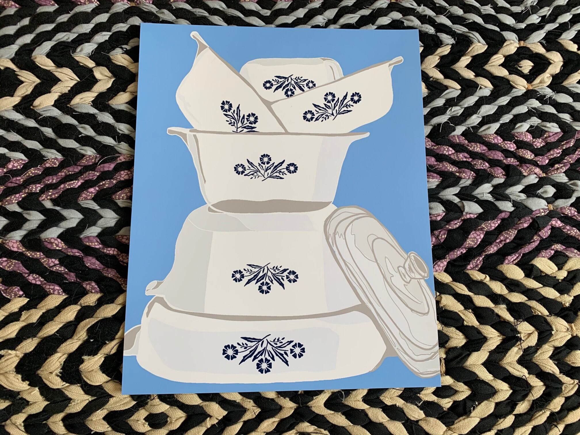 Cornflower Blue Corning Ware Dish Stack Art Print - Etsy