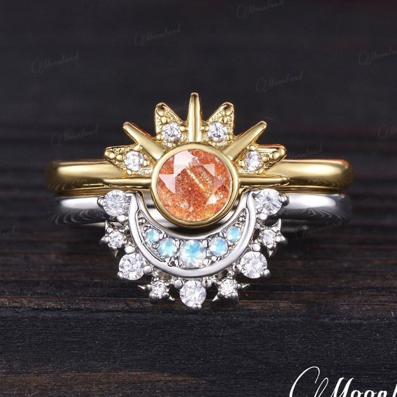 Sun and Moon Ring Set - Etsy