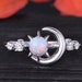 Vintage Moonstone Ring White Gold North Star Ring Halo Moissanite Starburst Ring Celestial ...