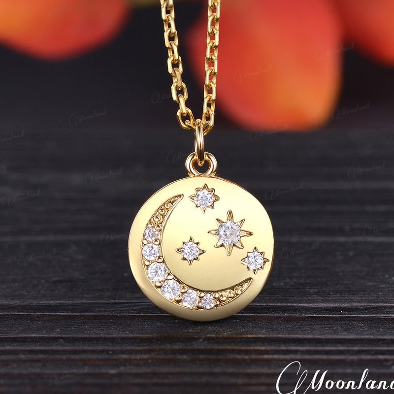 Half Moon and Star Necklace - Etsy