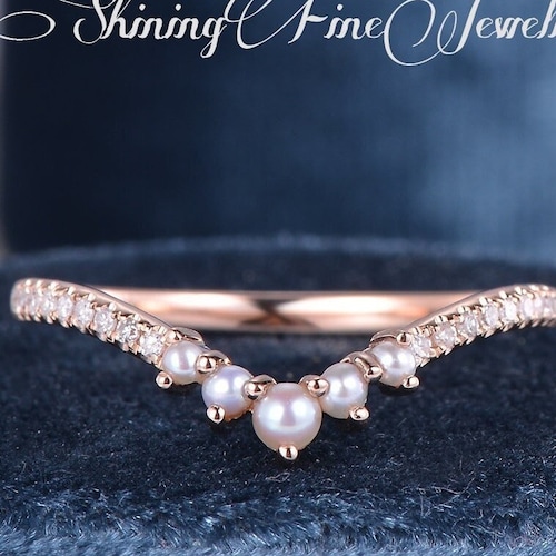 Pearl Engagement Ring Rose Gold Pink Akoya Pearl Ring Women | Etsy
