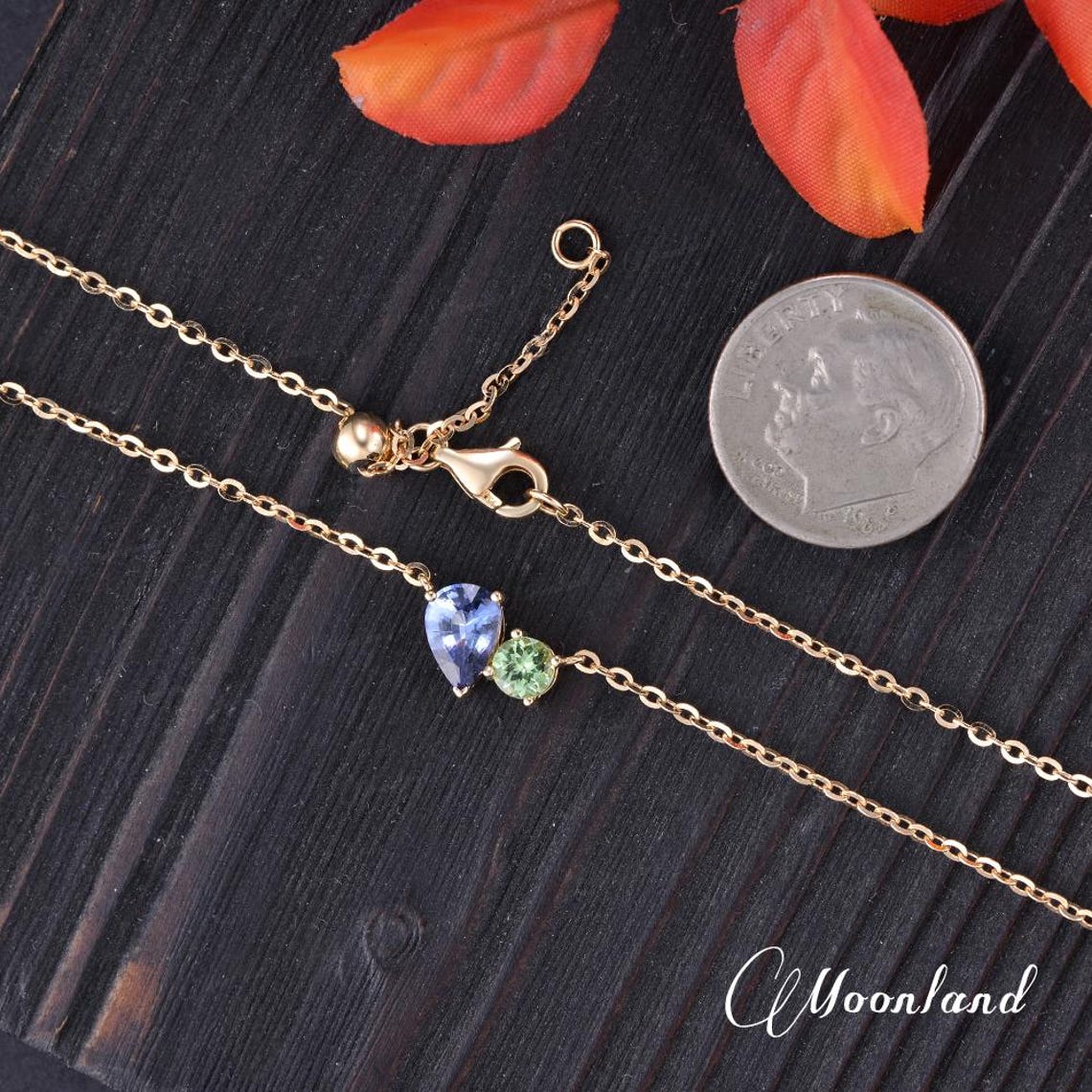 Custom Two Stone Necklace Toi Et Moi Necklace Unique Mini Sapphire ...